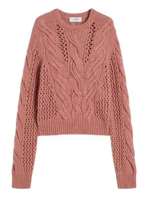 Max Mara Cable-knit Crew-neck Jumper - Pink