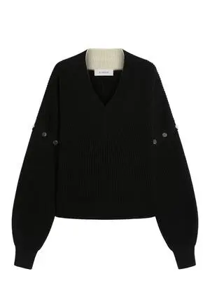 Max Mara Oversized Rib-knit Jumper With Detachable Sleeves - Black