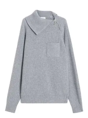 Max Mara Zip-up Cashmere-blend Sweater - Medium Grey
