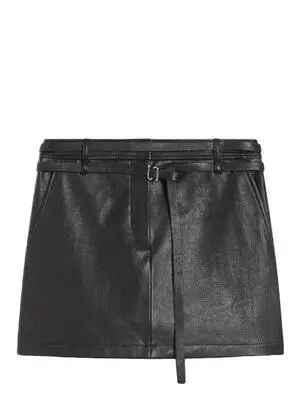 Max Mara Nappa Leather Mini Skirt - Black