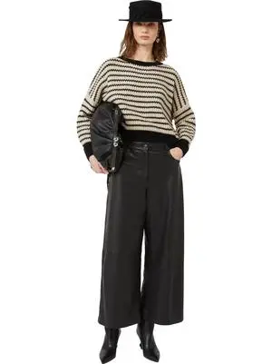 Max Mara Nappa Leather Cropped Trousers - Black
