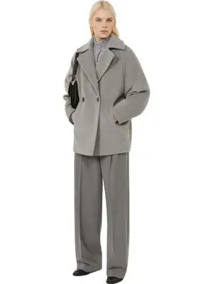 Max Mara Double-breasted Wool Pea Coat - Light Grey