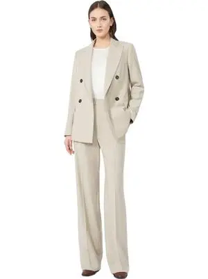 Max Mara Patterned Stretch Wool Trousers - Beige
