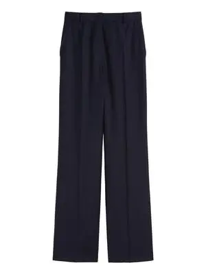 Max Mara Patterned Stretch Wool Flannel Trousers - Navy