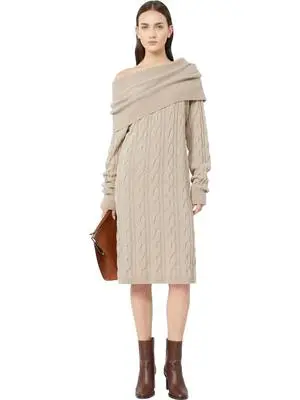 Max Mara Cable-knit Wool And Cashmere Dress - Shaded Grey