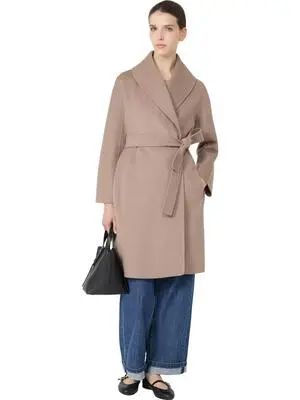 Max Mara Double-Faced Wool Robe Coat Turtledove