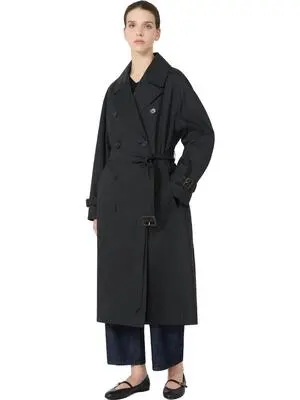 Max Mara Long Water-repellent Cotton Twill Trench Coat - Black