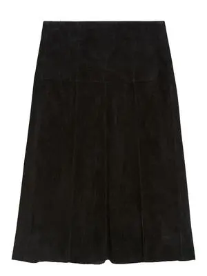 Isabel Marant Devy Suede Leather Midi Skirt - Black