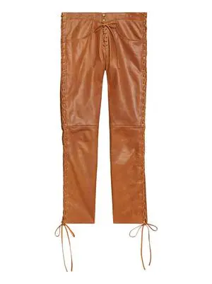Isabel Marant Cyerra Leather Pants - Cognac
