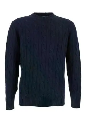 KANGRA Cable-Knit Crew-Neck Sweater Blue