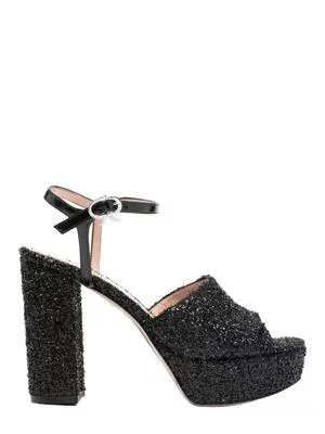 GIANVITO ROSSI 110mm Glitter Heeled Sandals - Black