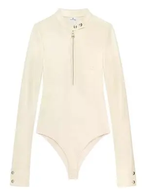 COURREGES Long-sleeve Zip-front Bodysuit - Neutrals