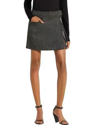 COURREGES Zippered Tweed Mini Skirt - Grey