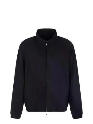 Emporio Armani Waffle-textured Zip-up Sweatshirt - Blue