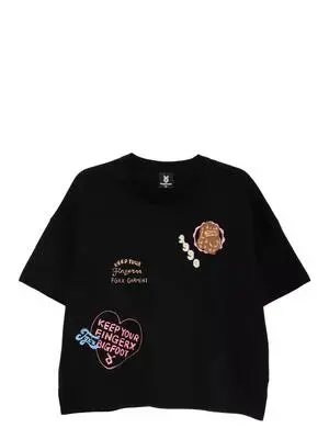 FINGERCROXX Logo-embroidered T-shirt - Black