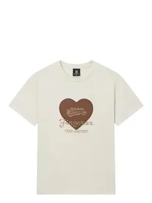 FINGERCROXX Heart-embroidered Cotton T-shirt - Neutrals