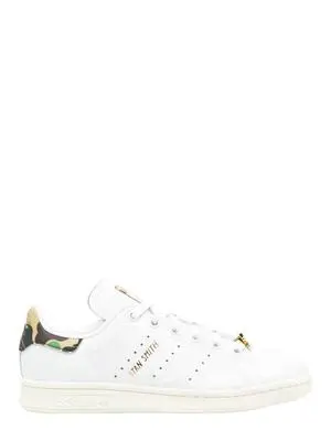 A BATHING APE® Camouflage-detail Leather Trainers - White