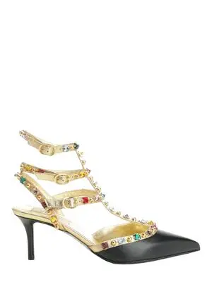 Valentino Garavani Embellished T-bar Sandals - Black