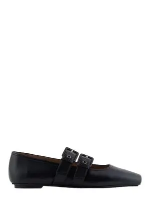 Emporio Armani Buckle-strap Ballerina Flats - Black