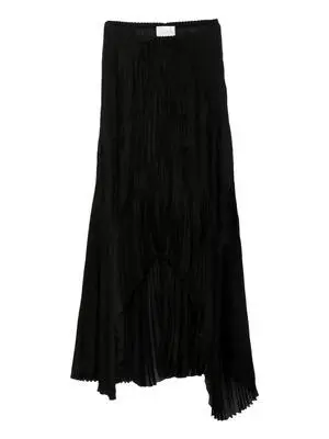FORTE_FORTE Pleated Asymmetric Skirt - Black