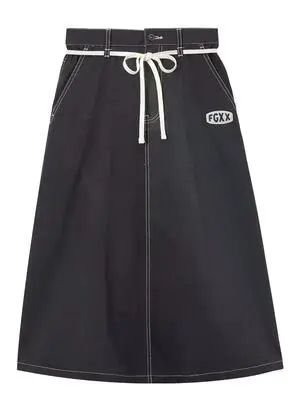 FINGERCROXX Logo-patch Midi Skirt - Grey