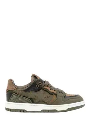A BATHING APE Star-patch Lace-up Trainer - Green