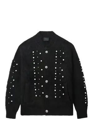 A BATHING APE Embellished Cable-knit Cardigan - Black
