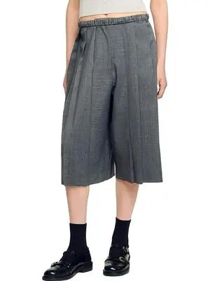 Sandro Pleated Long Shorts - Grey