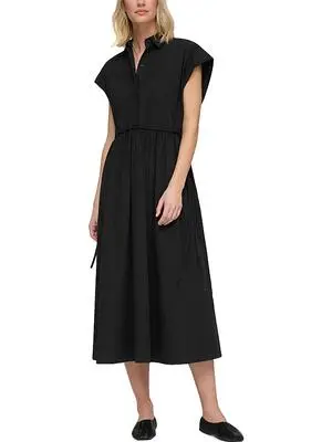 Lafayette 148 New York Gathered Waist Shirt Dress - Black