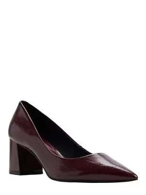 Aldo Pointed Toe Block Heel Pumps Dark Red