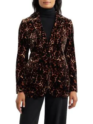 Anne Klein One-button Blazer - Anne Black/brown Multi