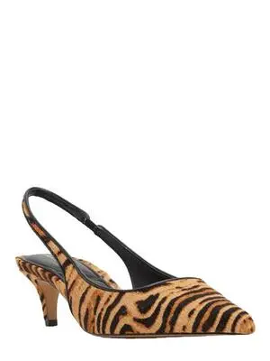 Aldo Leanah Calf Hair Pointed Toe Slingback Pumps - Open Brown