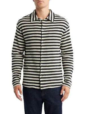 KROST Chevron Stripe Jacquard Knit Button-up Shirt - Multi