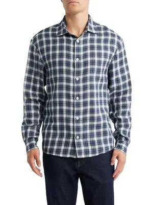 KROST Kenmare Plaid Cotton Flannel Button-up Shirt - Dark Navy