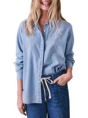 CAPE COVE Stella Denim Blouse - Light Denim Blue