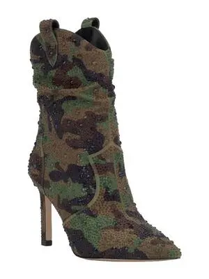 Jessica Simpson Evgena 2 Crystal-Embellished Bootie Green Multi