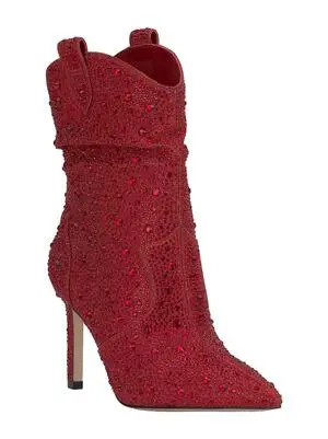 Jessica Simpson Evgena 2 Crystal-Embellished Bootie Red Muse