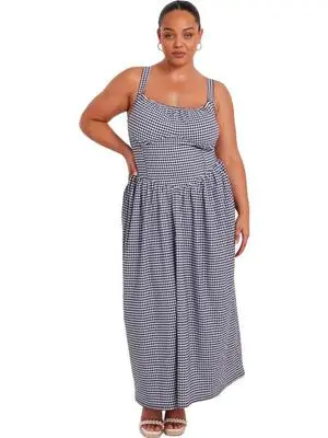 QUIZ Gingham Drop Waist Maxi Dress - Black