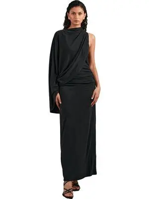 Acler Jersey Draped Midi Dress - Black