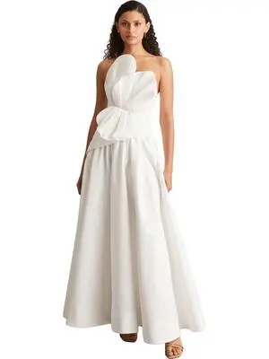 Acler Sageston Plissé Fan Strapless Maxi Dress - Ivory