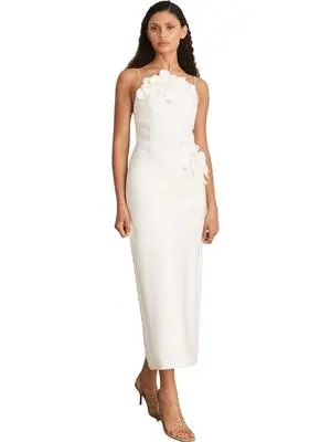 Acler Petal Detail Fitted Midi Dress - Ivory