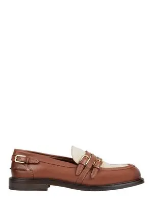 Sandro Leather Loafers With Buckles - Brown