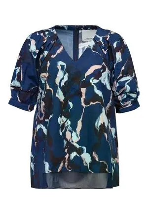 3.1 Phillip Lim Puff-sleeve Abstract-print Blouse - Blue