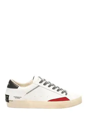 CRIME LONDON Distressed Leather Panelled Sneakers - White
