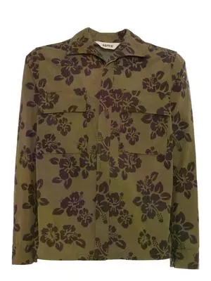 Aspesi Hibiscus-print Cotton Shirt - Brown
