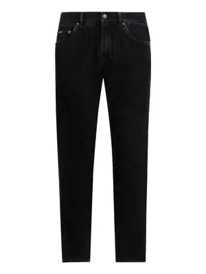 Dolce & Gabbana Logo-plaque Cotton Jeans - Black