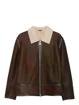 DONDUP Shearling-collared Jacket - Brown