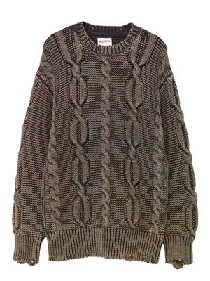 KAMIYA Cable Knit Pullover - Brown