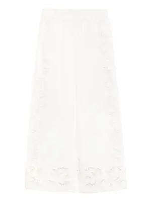 Alice + Olivia Embroidered Eyelet Trousers - White