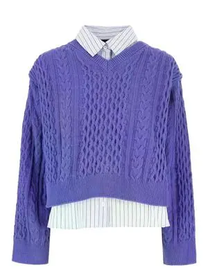 JUUN.J Cable-knit Layered Sweater - Purple